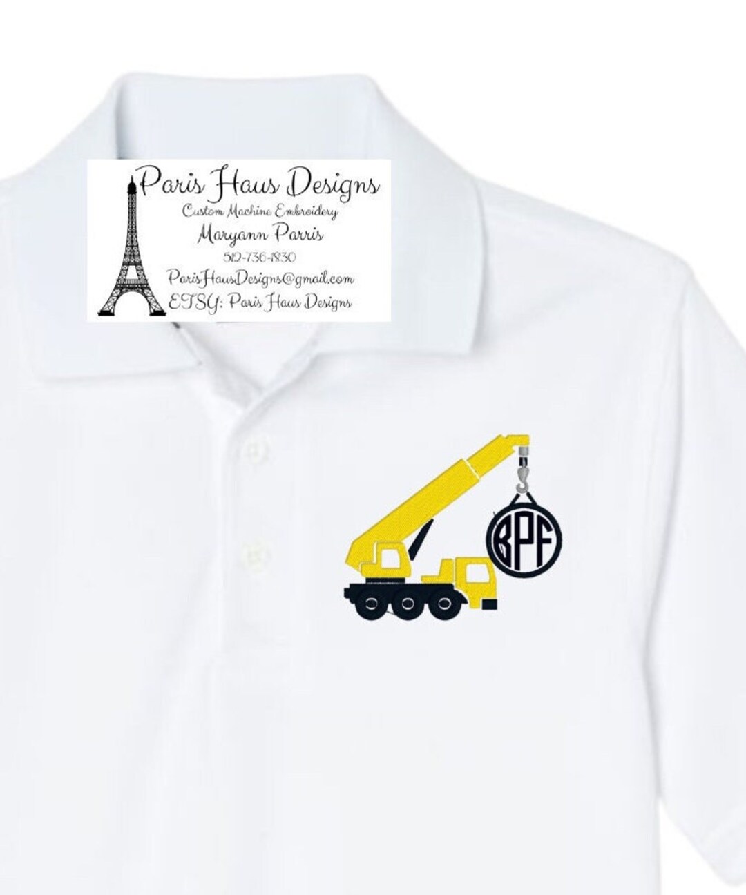 Boys Construction Crane Monogram Polo Design - Etsy