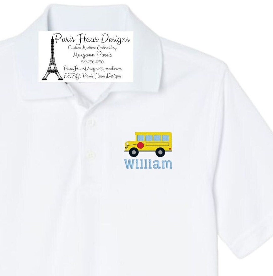 Boys School Bus Monogram Polo Design - Etsy