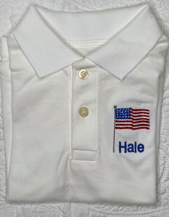 Boys American Flag Monogram Polo Design | Etsy