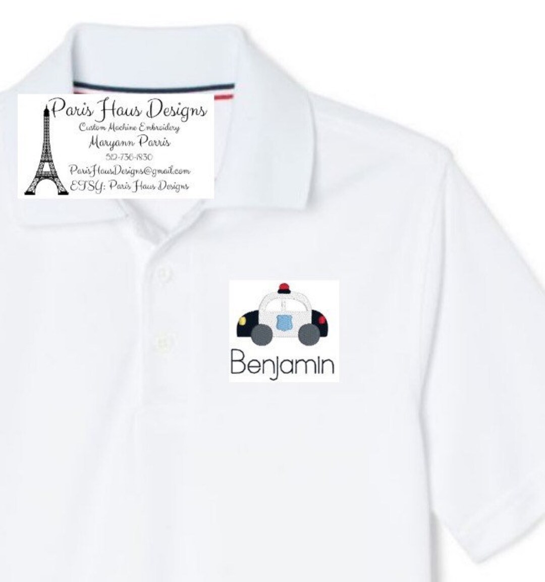 Boys Police Car and Monogram Polo Design - Etsy