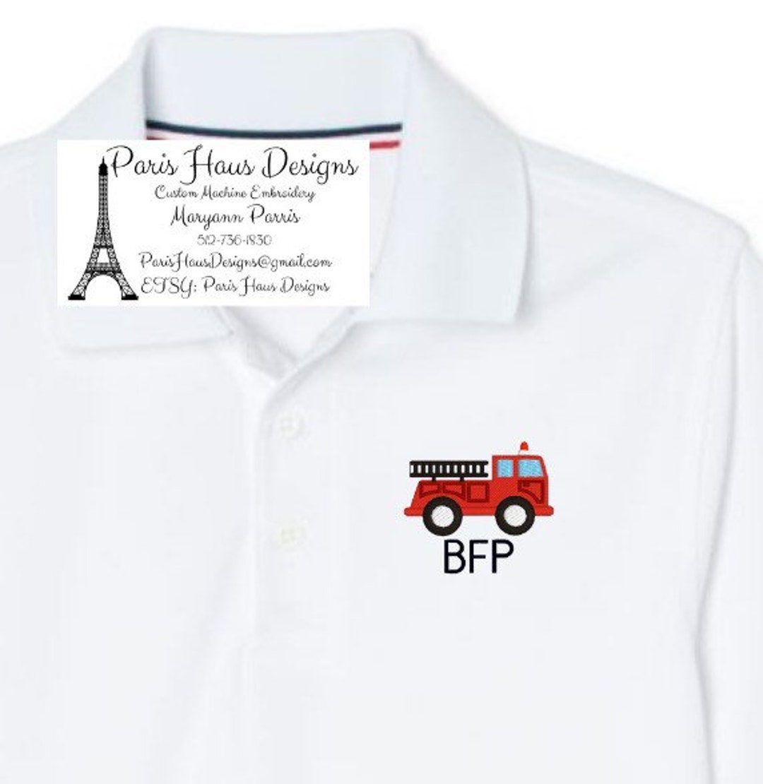 Boys Firetruck Monogram Polo Design - Etsy