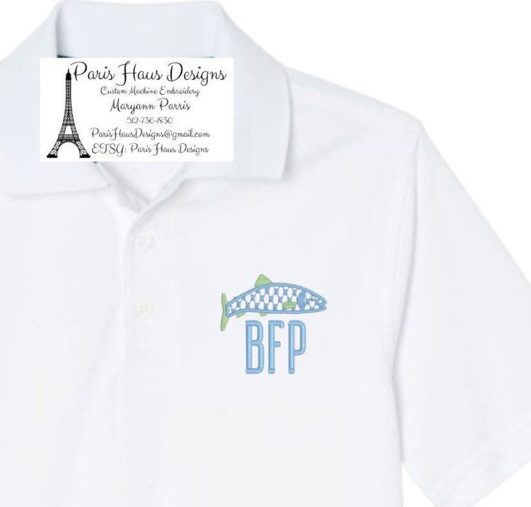 Boys Fish Monogram Polo Design - Etsy