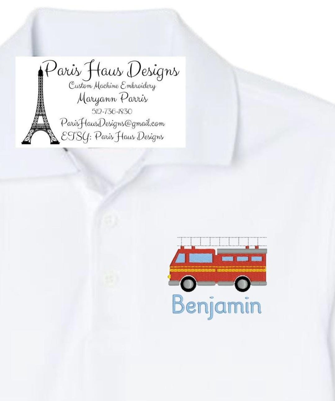 Boys Firetruck Monogram Polo Design - Etsy