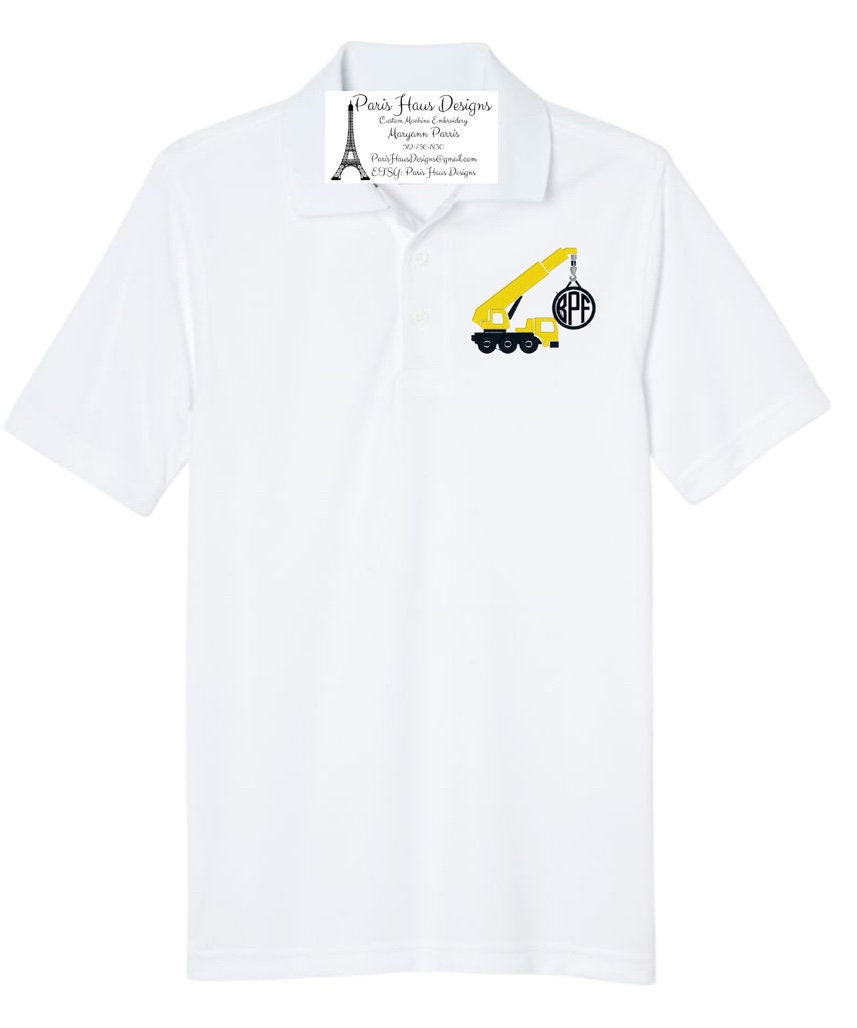 Boys Construction Crane Monogram Polo Design - Etsy