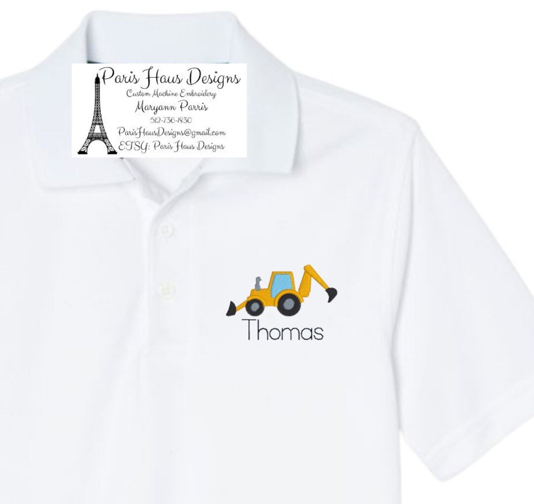 Boys Backhoe Monogram Polo Design - Etsy