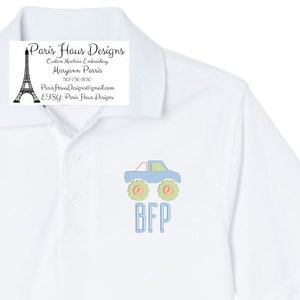 Boys Monster Truck Monogram Polo Design - Etsy