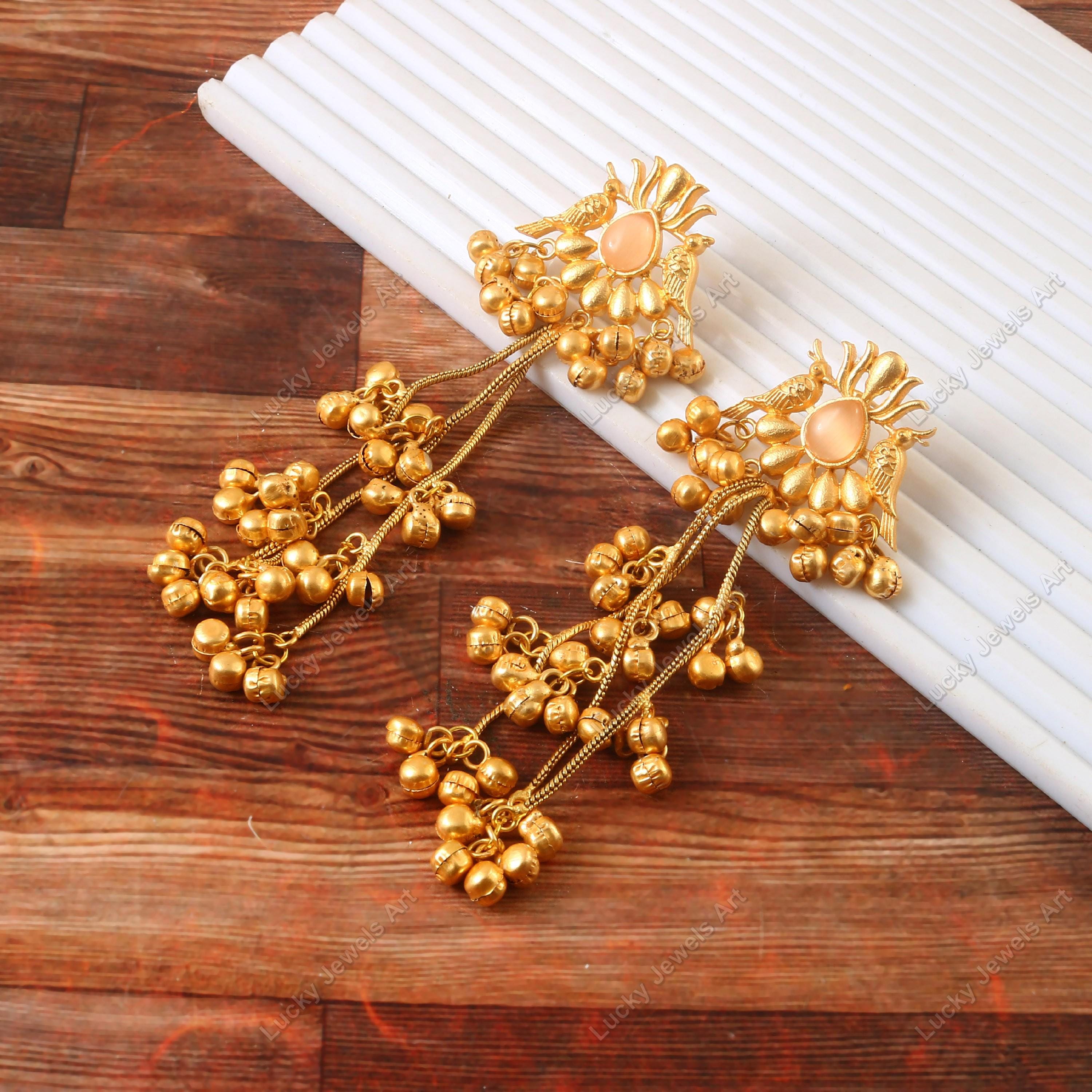 Festive Fusion Kashmiri Inspired Earrings, Traditional Indian Wedding ...