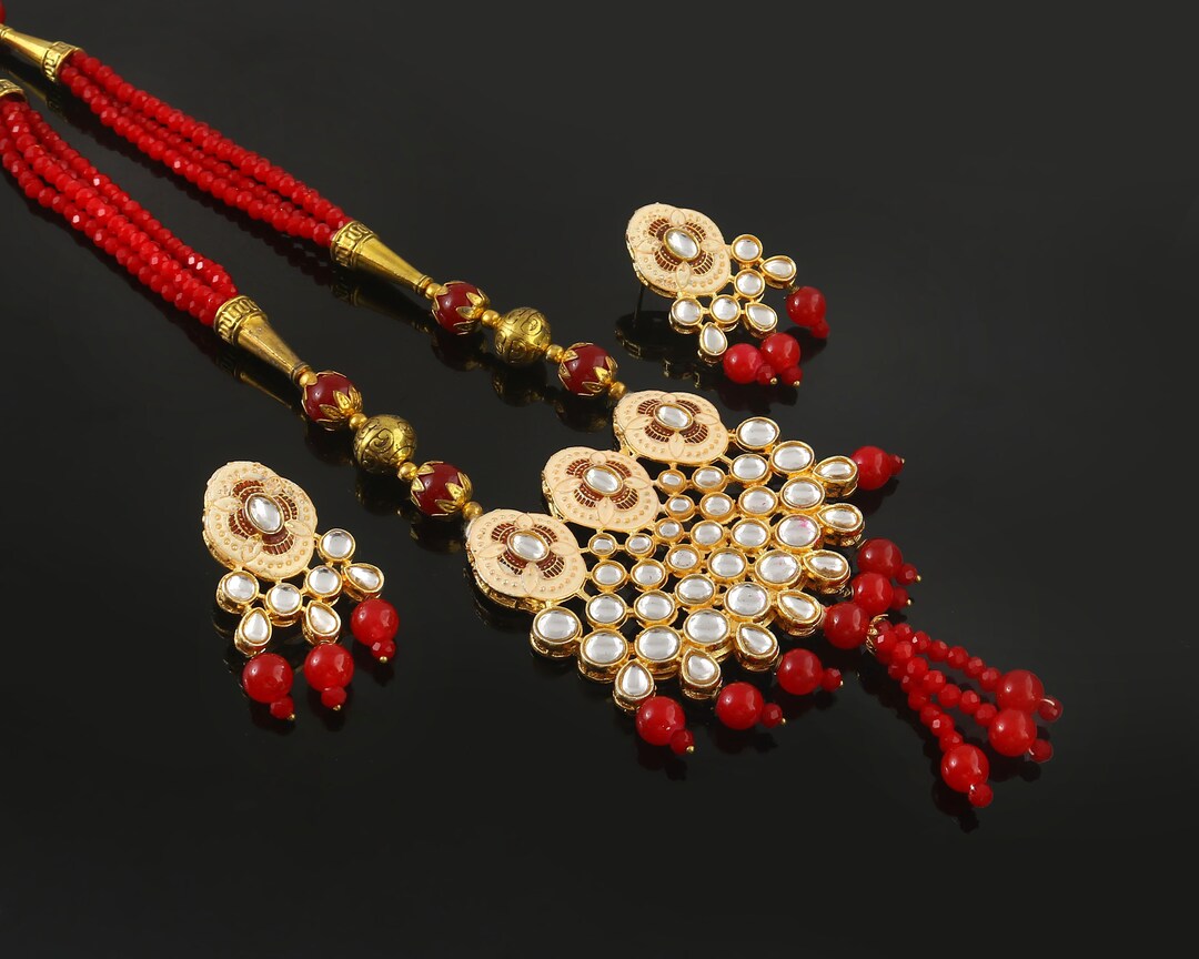 Meenakari Kundan Necklace -long Rajwada Rani Haar Necklace Set -jodha ...