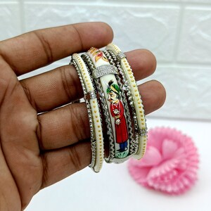 6 Bangles Set - Hand Painted Raja Rani Bangles - Wedding Bridal Bangles ...