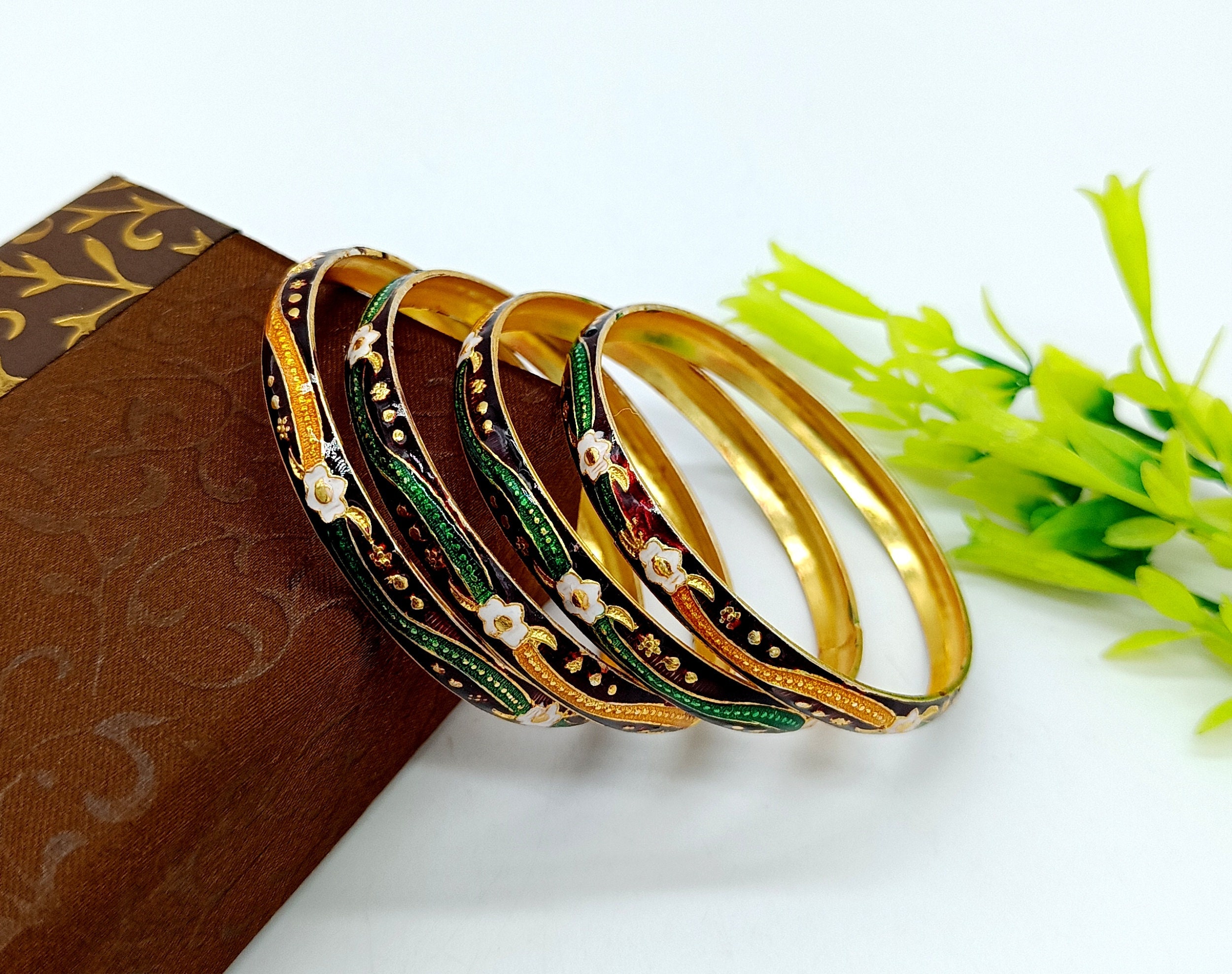 Hand Painted Multi Enameled Bangles - Designer Handmade Multi Color ...