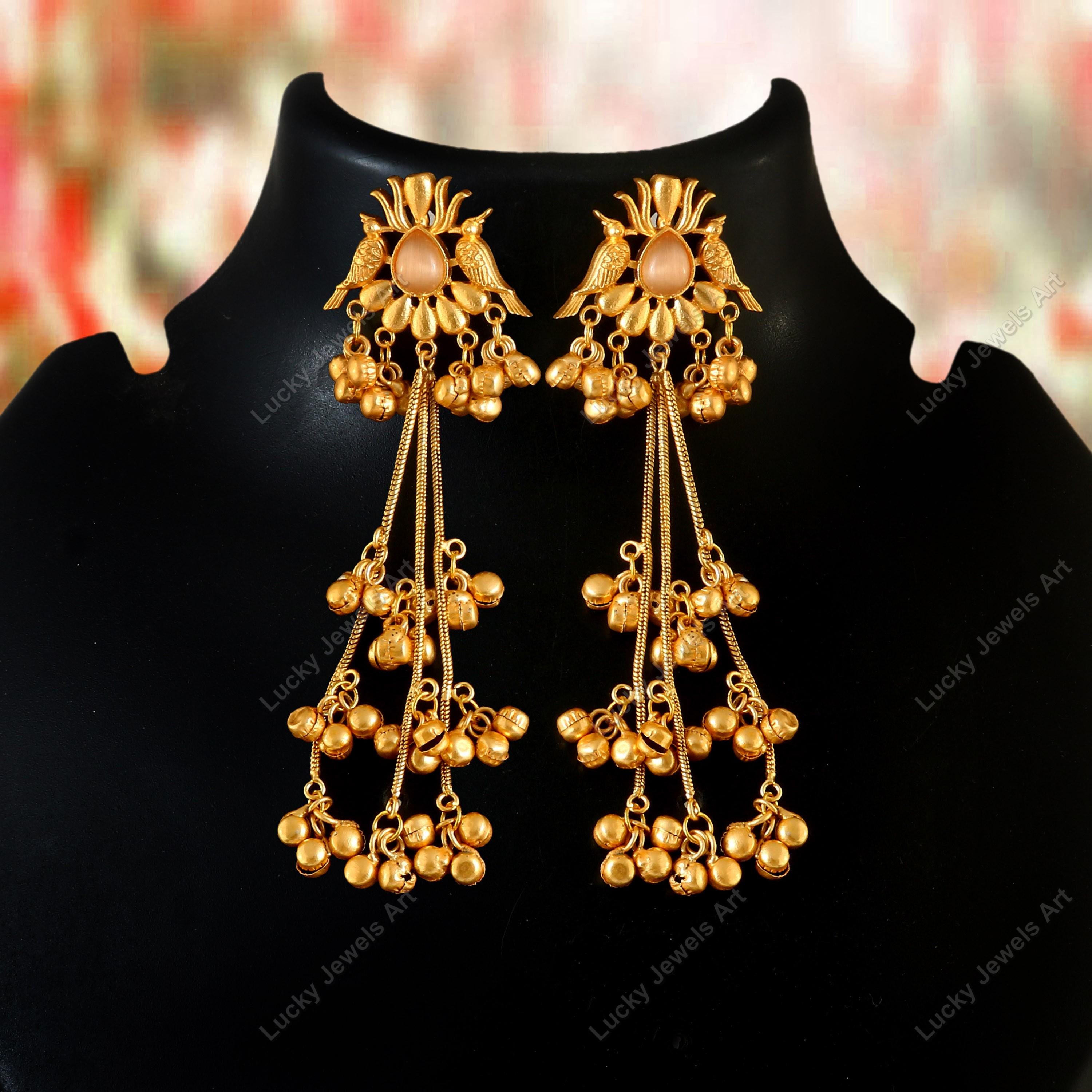 Festive Fusion Kashmiri Inspired Earrings, Traditional Indian Wedding ...