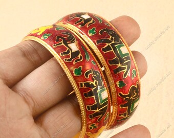 Hand Painted Multi Enameled Bangles - Designer Handmade Multi Color Kada Bangles - Indian ...
