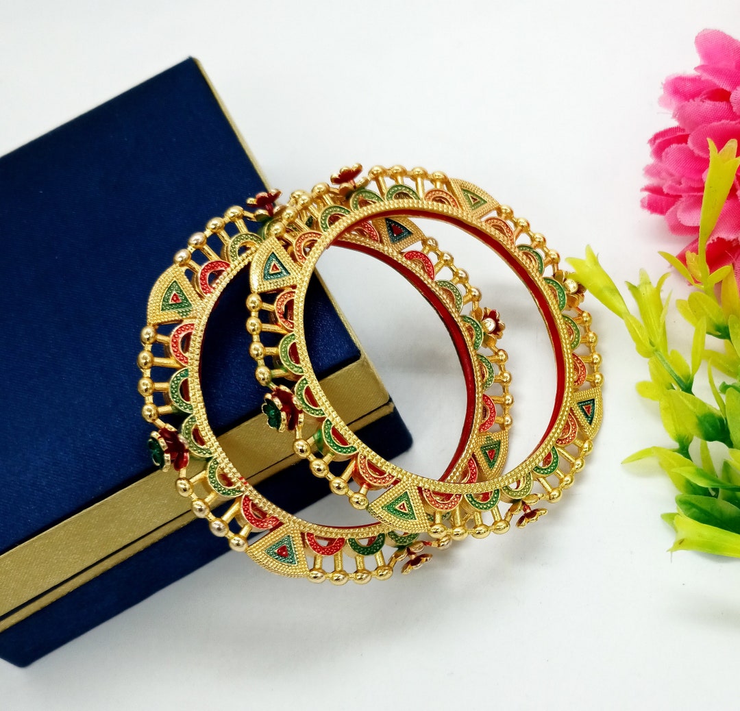 Designer Mint Color Rajwada Bangles Traditional Indian Wedding Jewelry ...