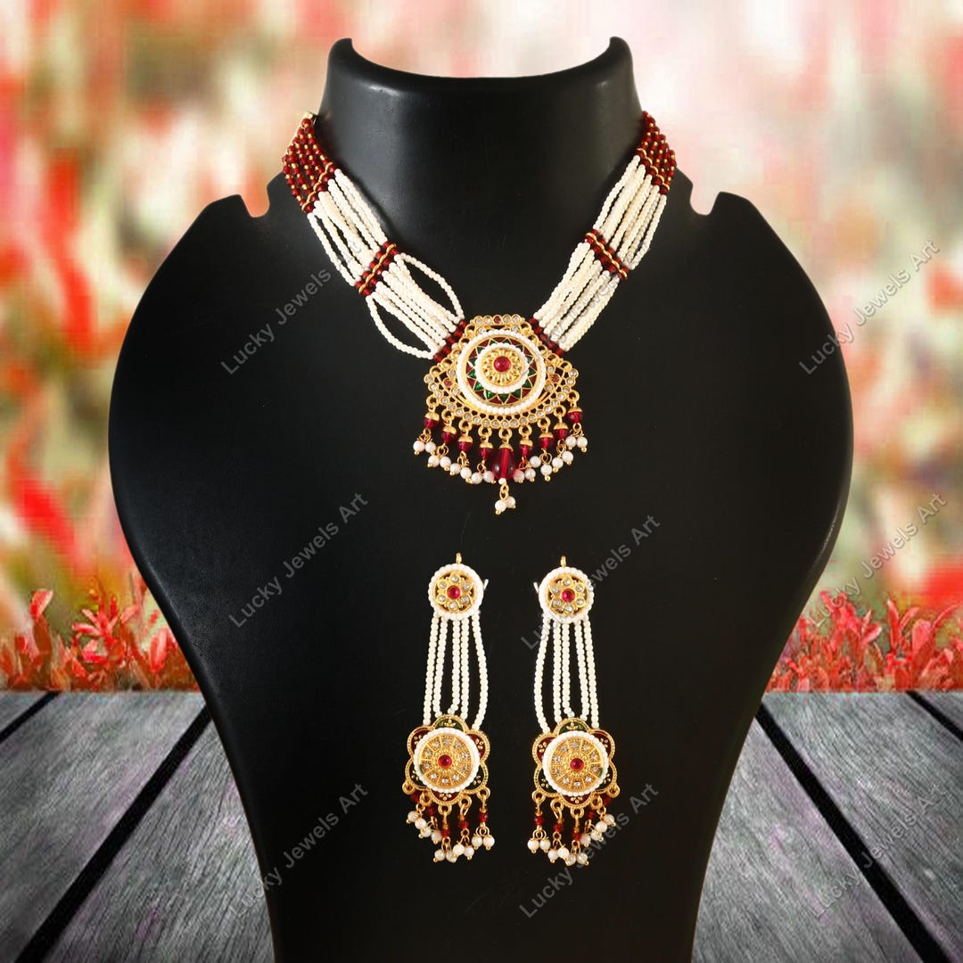 22kt Gold Plated Jadau Necklace Set: Jhodha Akbar Jewelry, Traditional ...