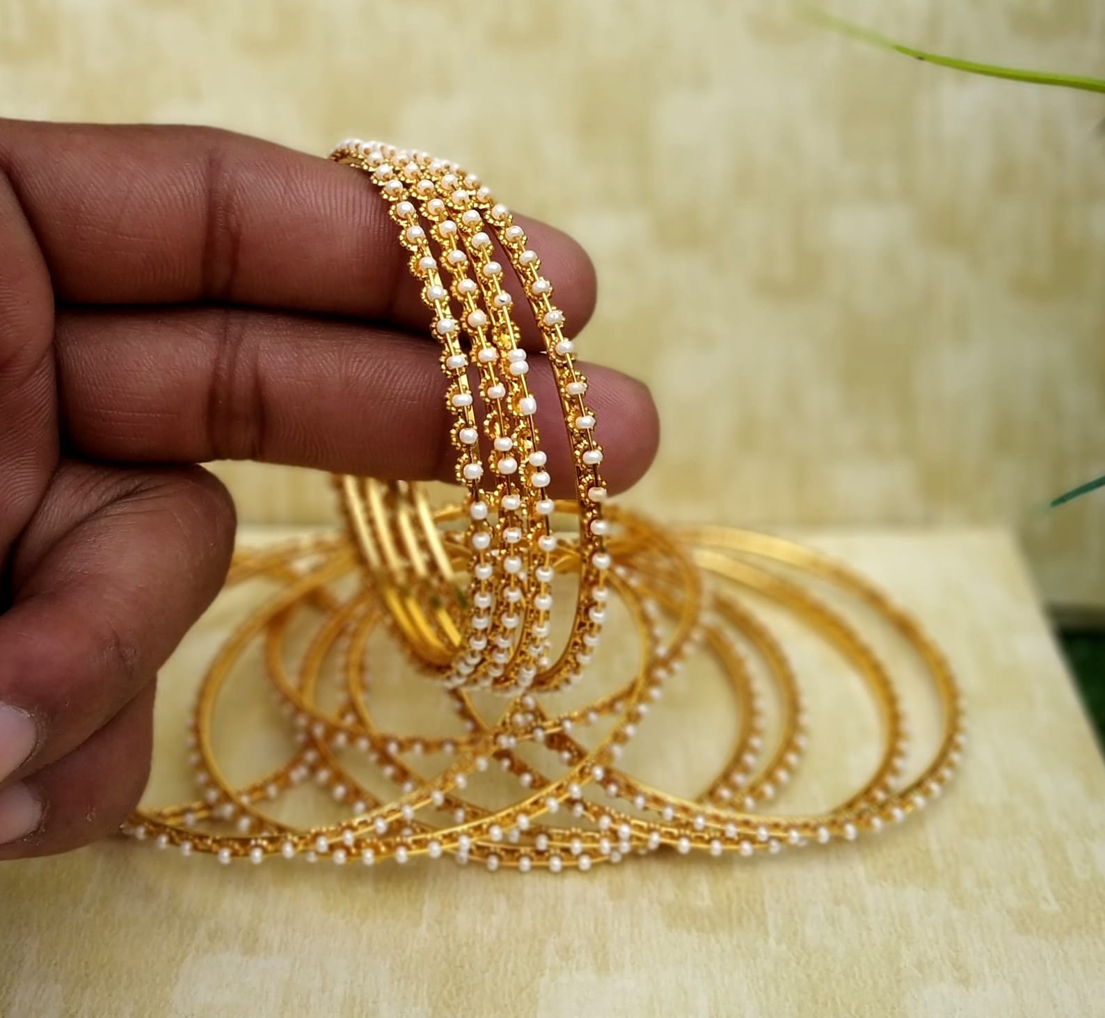 12 Bangles Gold Plated Pearl Bangles gift for Women | Etsy