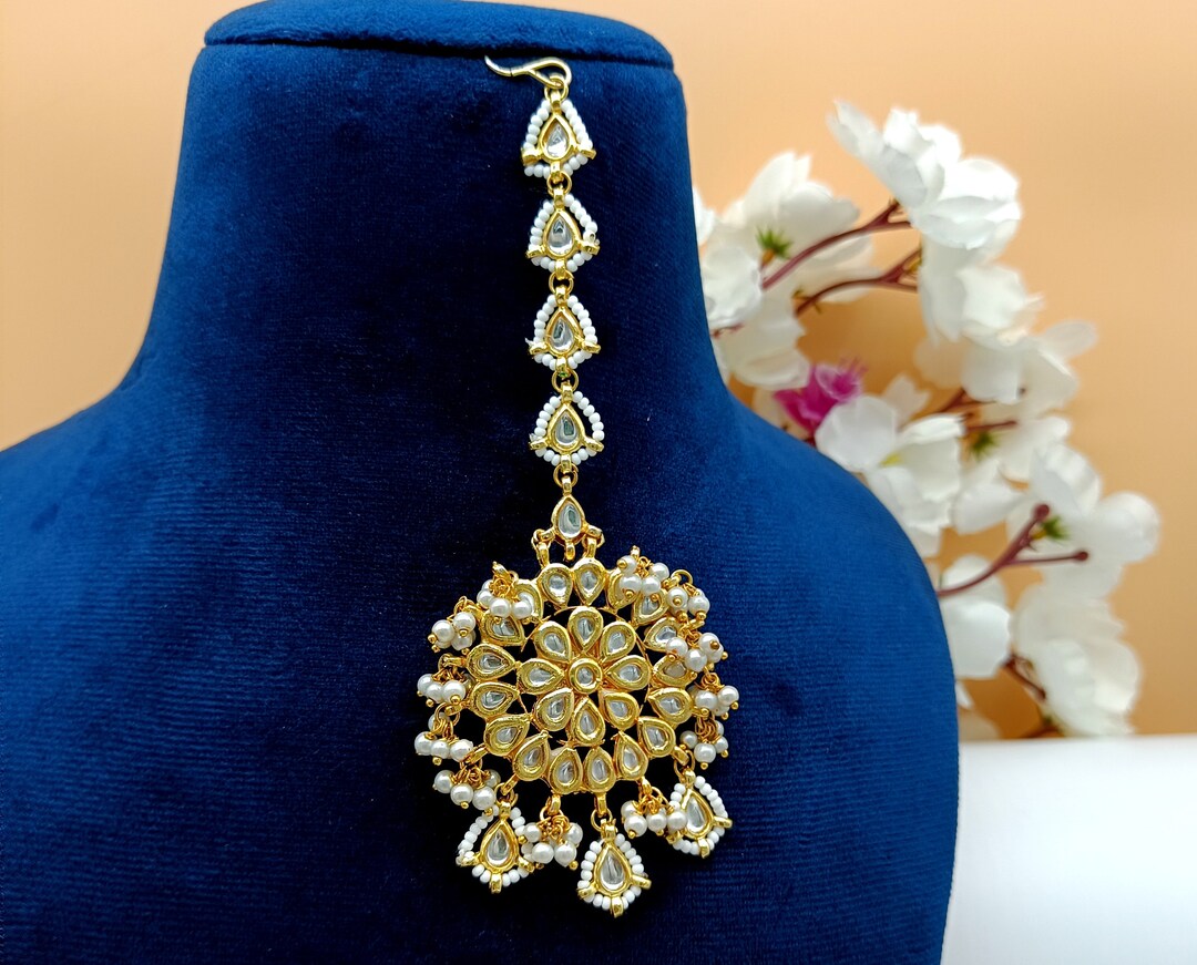 Maang Tika/ Kundan Tikka/ Indian Wedding Bridal Jewelry / Polki Diamond ...