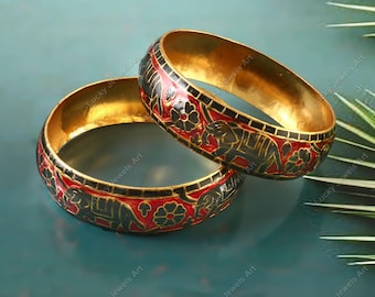 Hand Painted Multi Enameled Flower Bangles - Designer Handmade Ivory ...