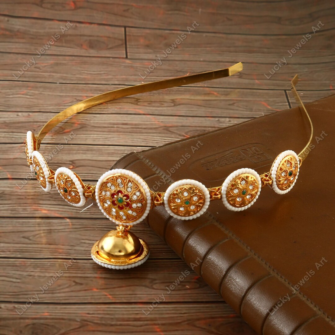 Indian Wedding Gold Headpiece, Flower Tiara, Designer Hair Accessories ...