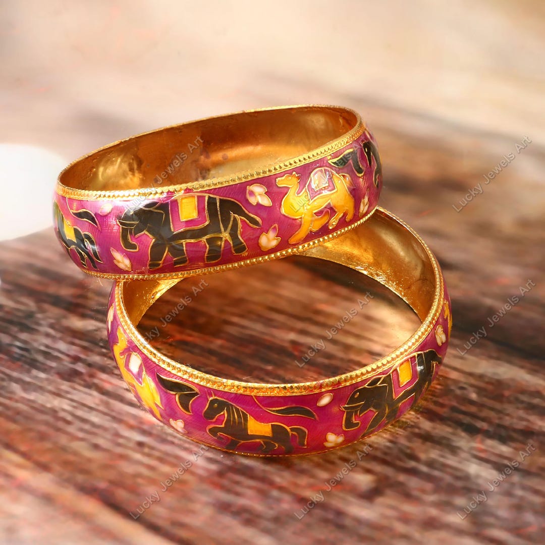 Hand Painted Multi Enameled Animal Bangles - Designer Handmade ...