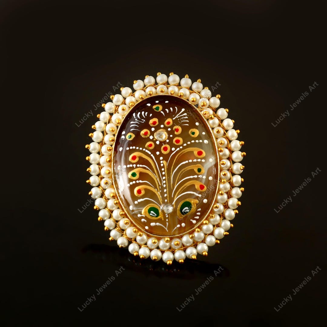 Indian Wedding Tanjore Paint Ring - Traditional Hand Painted Ring ...