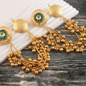 Designer Ghungroo Earrings W/hair Chain, High Trend Sahara Jhumkies ...