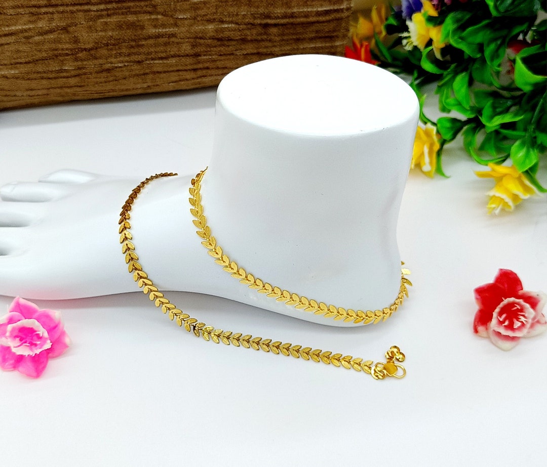 Gold Plated Anklet Pair/ Payal/ Payal/ Jhanjran/ Panjeb/pajeb/indian ...