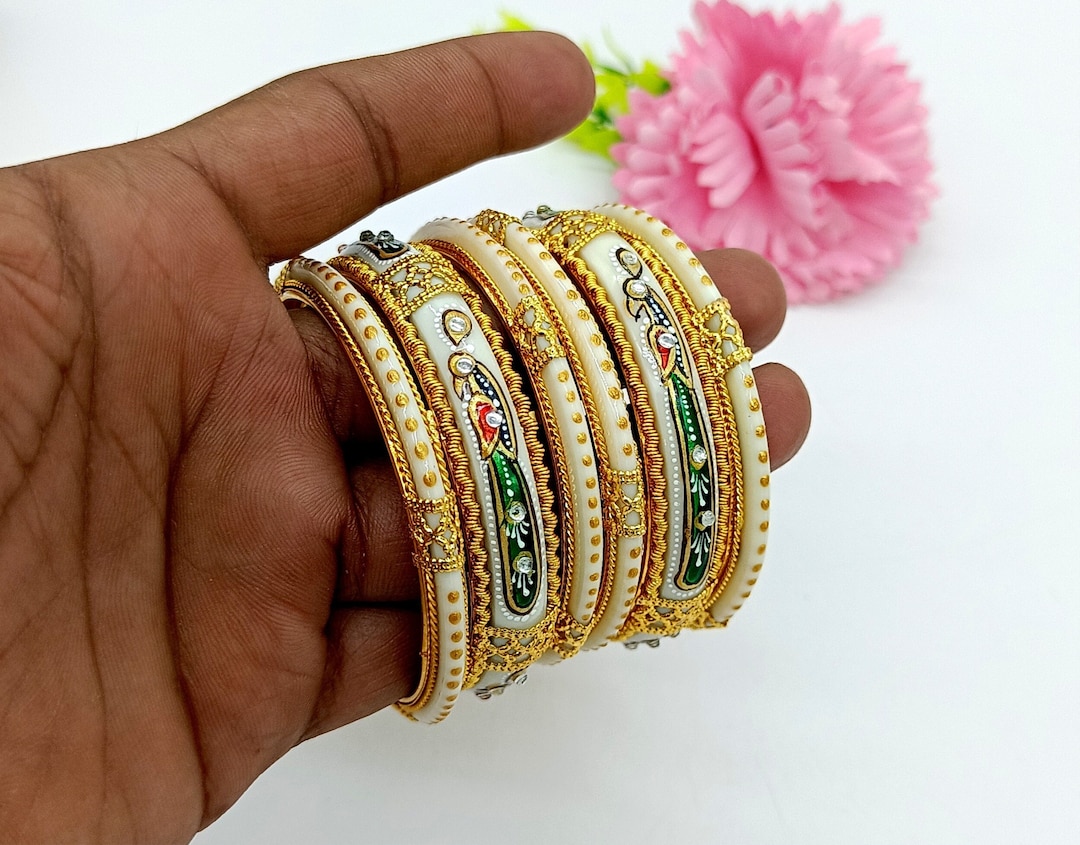 Hand Painted Meenakari Bangle Set - Wedding Bridal Bangles - Gift for ...