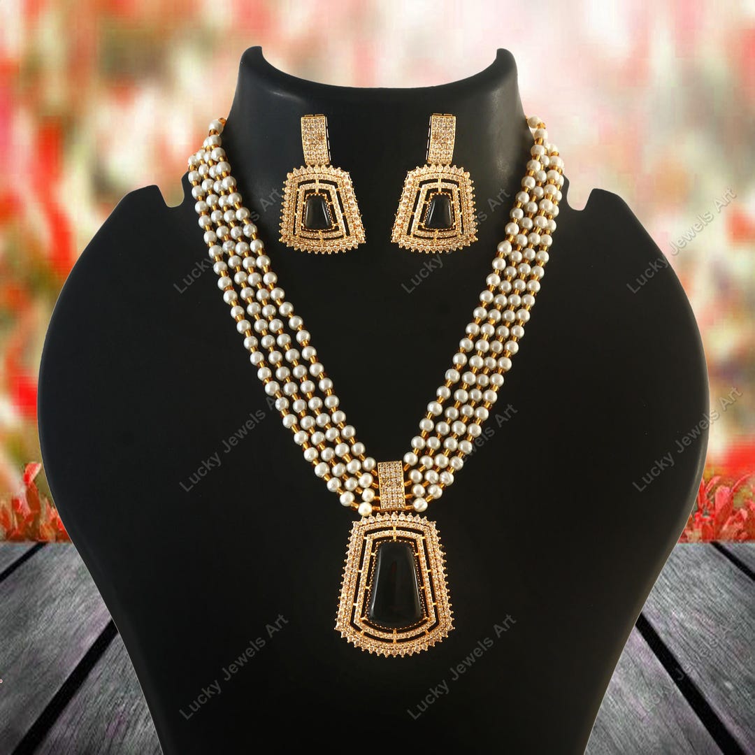 Gold Plated Gemstone Necklace: Designer Indian Jewelry, Traditional ...