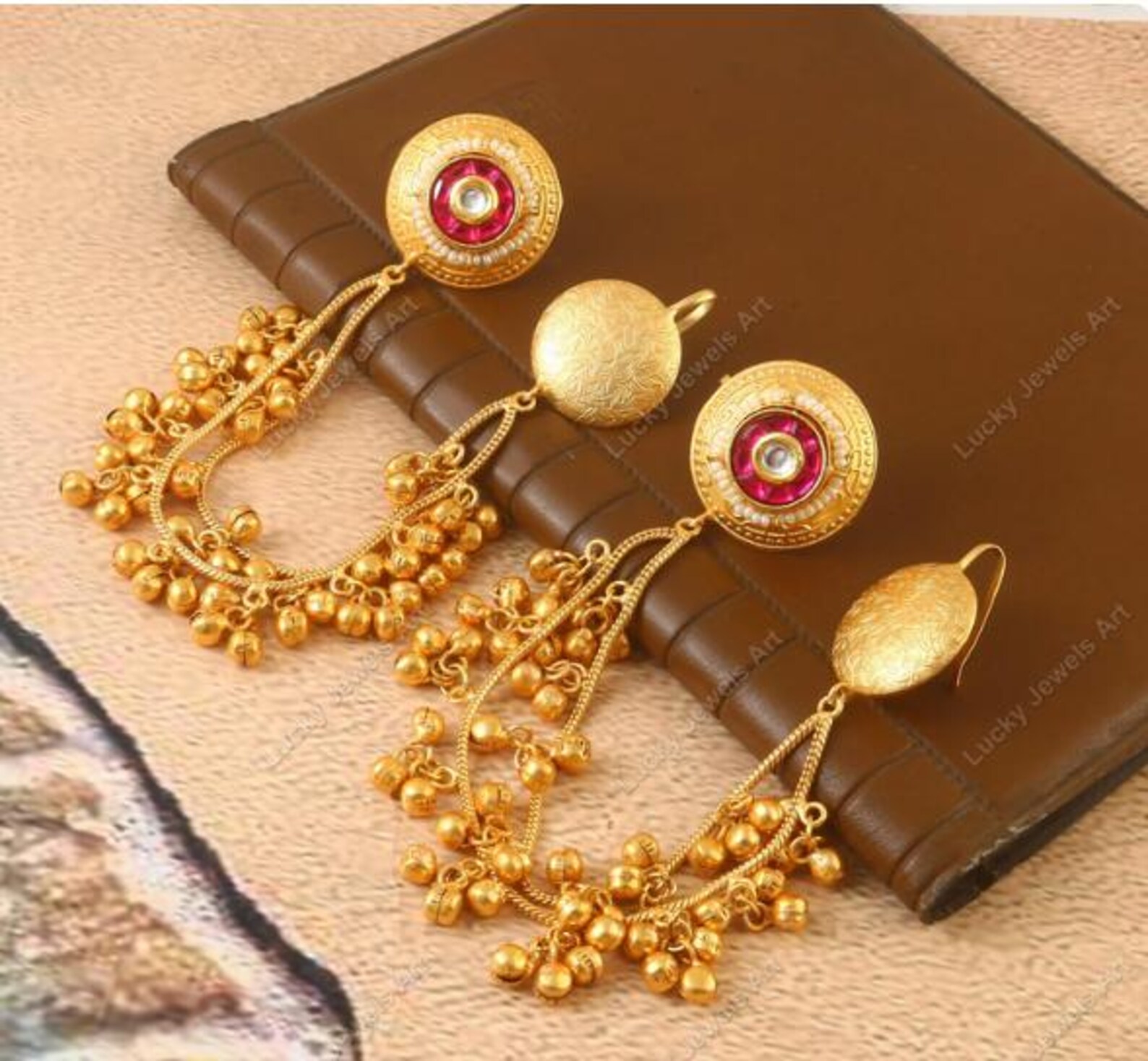 Designer Ghungroo Earrings W/hair Chain, High Trend Sahara Jhumkies ...