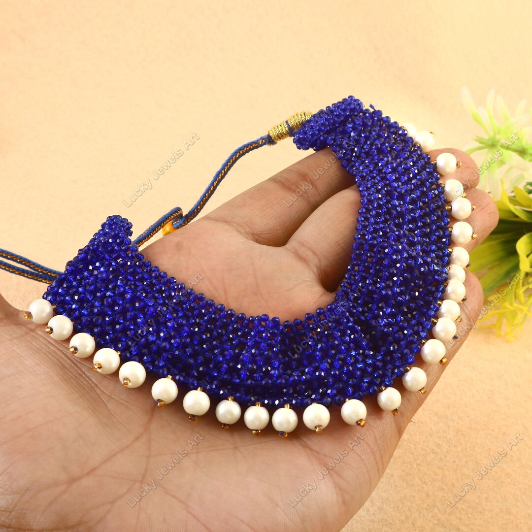 Faceted Royal Blue Quartz Choker Necklace-adjustable Gemstone Necklace ...