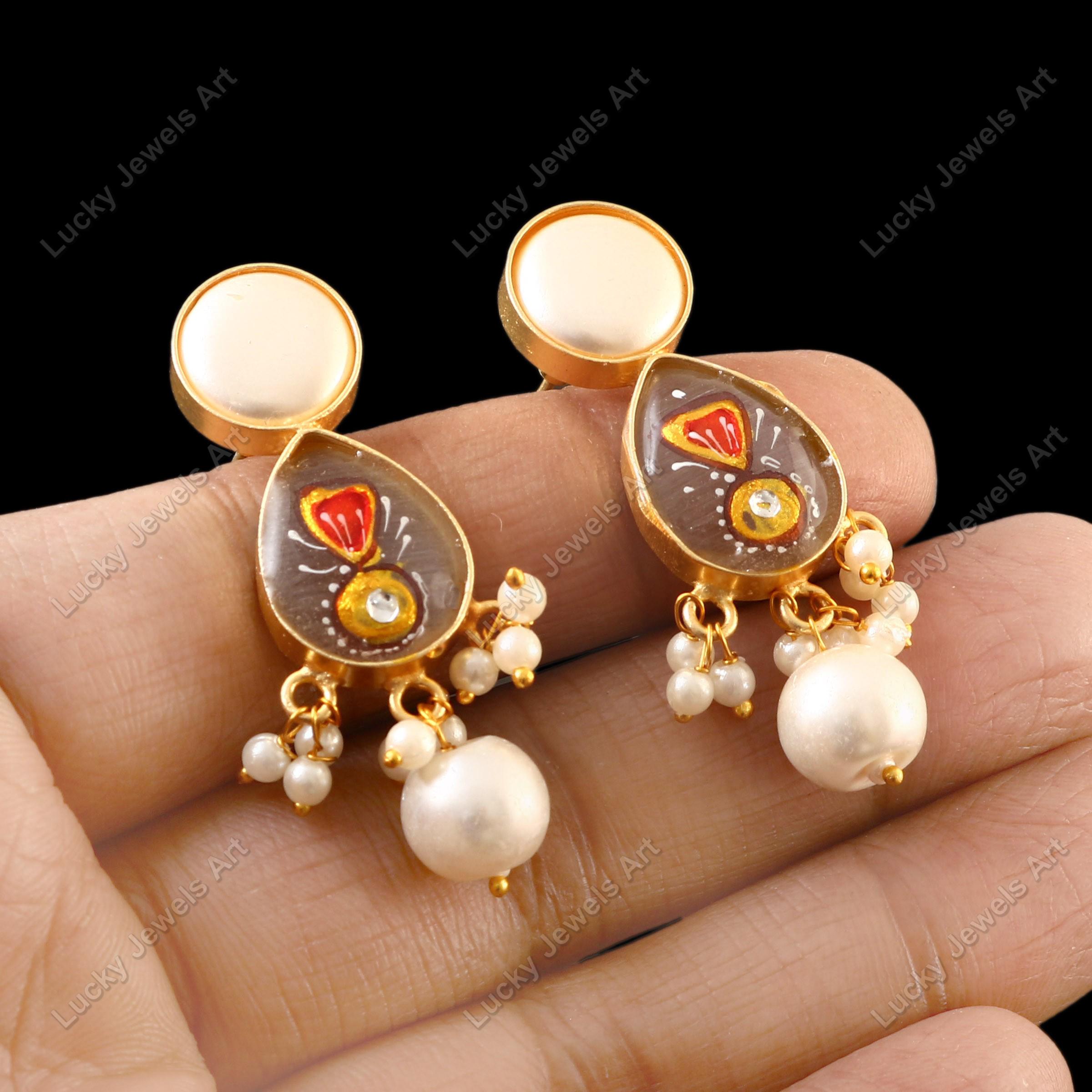 Natural Baroque Pearl Necklace: Hand Painted Gemstone Bridal Jewelry ...