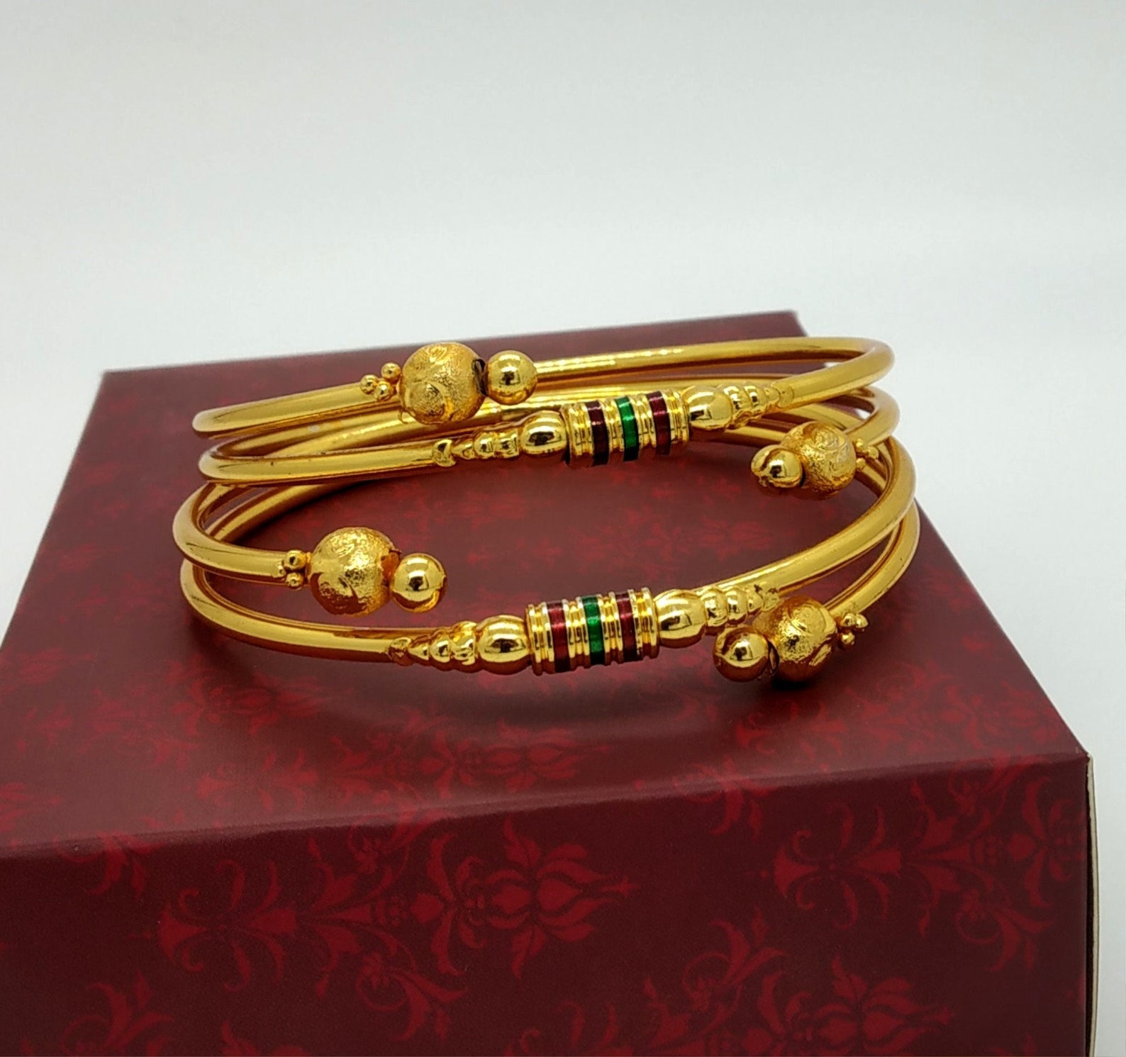 Designer Meenakari Bangles Double Layer Bangles Wedding - Etsy
