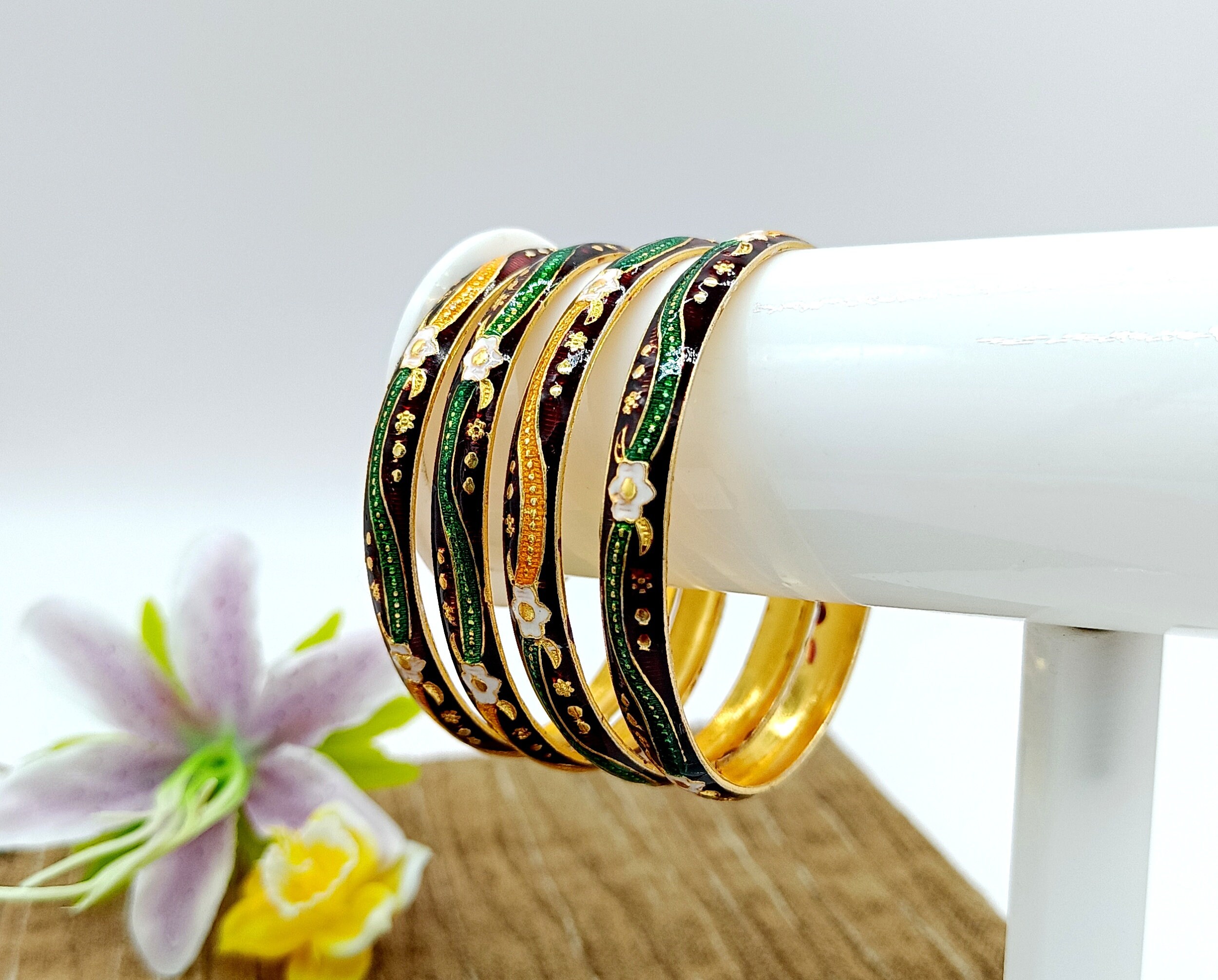 Hand Painted Multi Enameled Bangles - Designer Handmade Multi Color ...