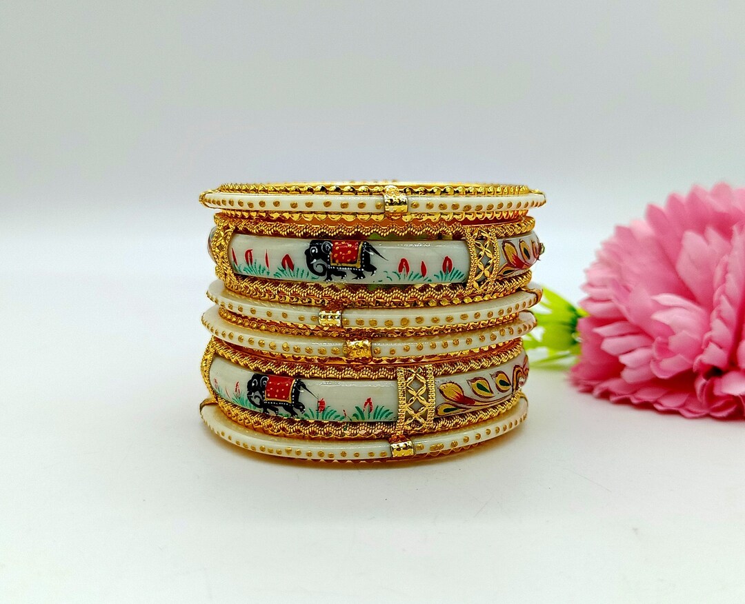 Hand Painted Meenakari Elephant Bangles wedding Bridal Bangles Gift for ...