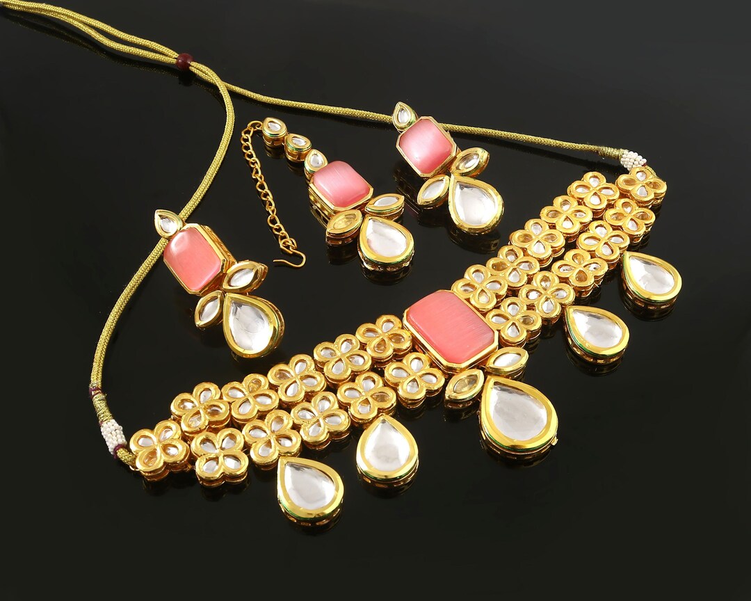 Polki Diamond Neck Piece: Bridal Wedding Jewelry Set, Indian ...