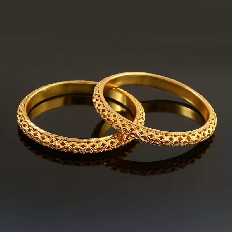 Gold Plated Filigree Bangles: Indian Bridal Jewelry (pair) - Etsy