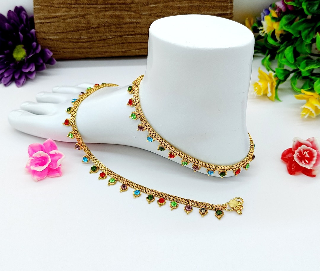 Gold Plated Anklet Payal/ Jhanjran/ Pajeb/indian Traditional Wedding ...