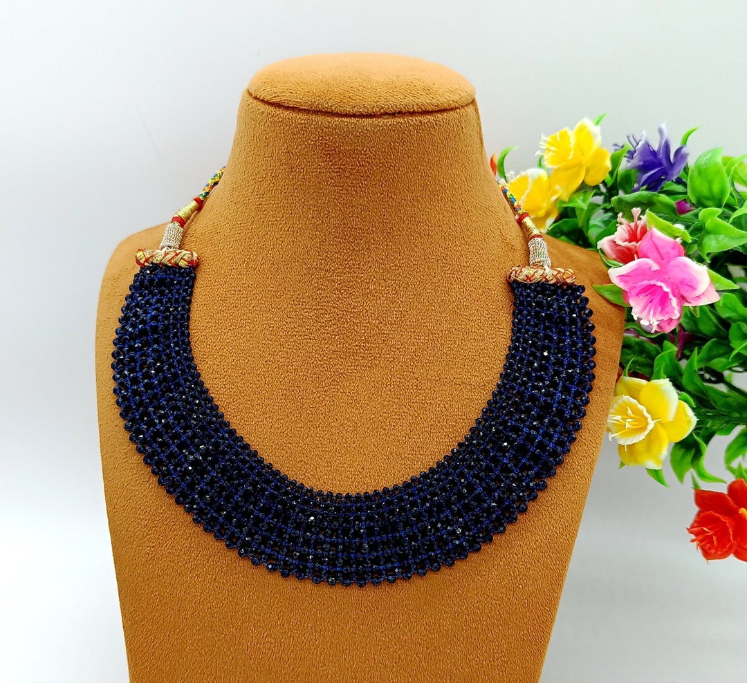 London Blue Quartz Choker Necklace Adjustable Necklace-traditional ...