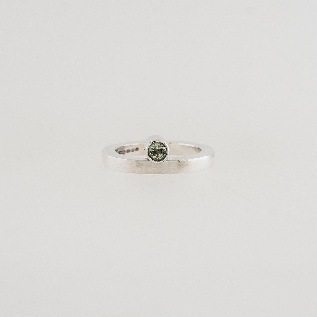 Silver Tube Set Tourmaline Ring - Etsy