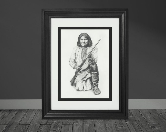 Hand-drawn Geronimo, Pencil Drawing Portrait, A3 (11.69 X 16.53 ...