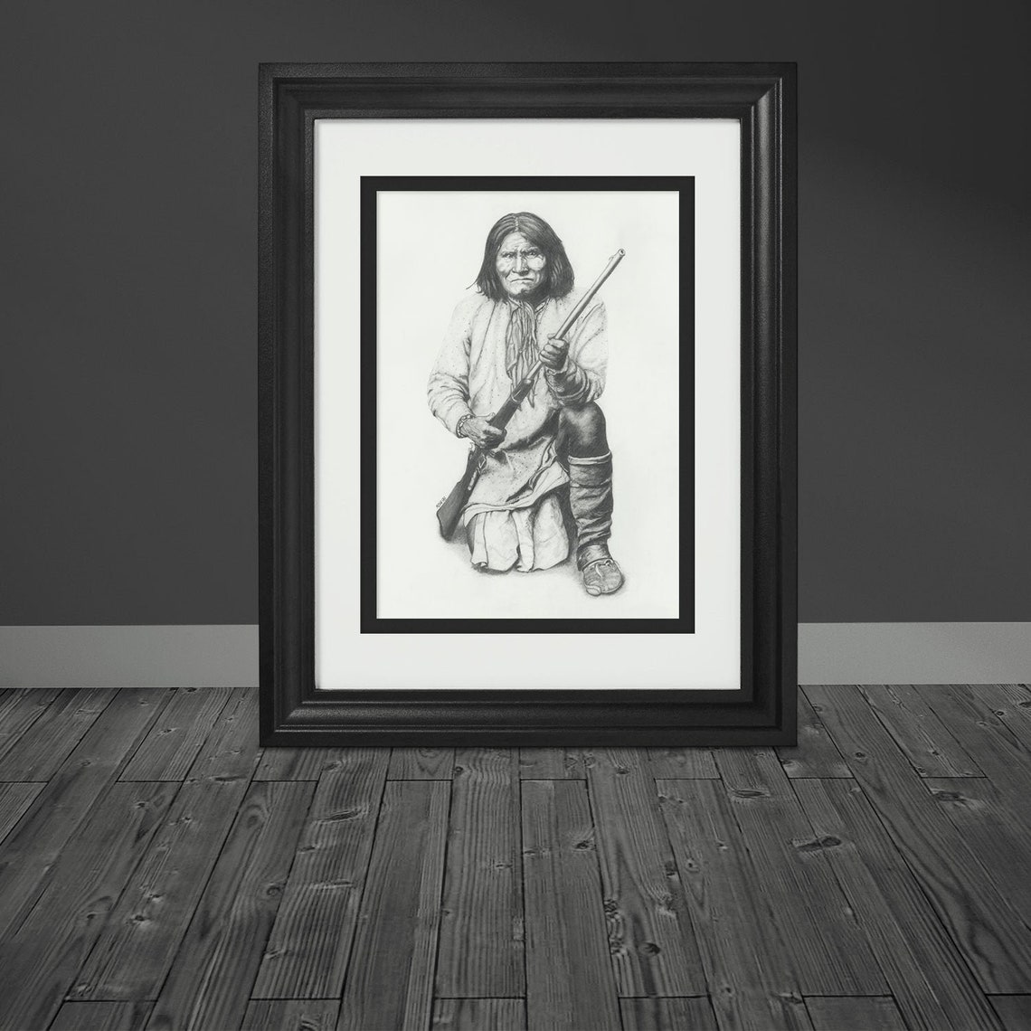 Hand-drawn Geronimo Pencil Drawing Portrait A3 11.69 X | Etsy