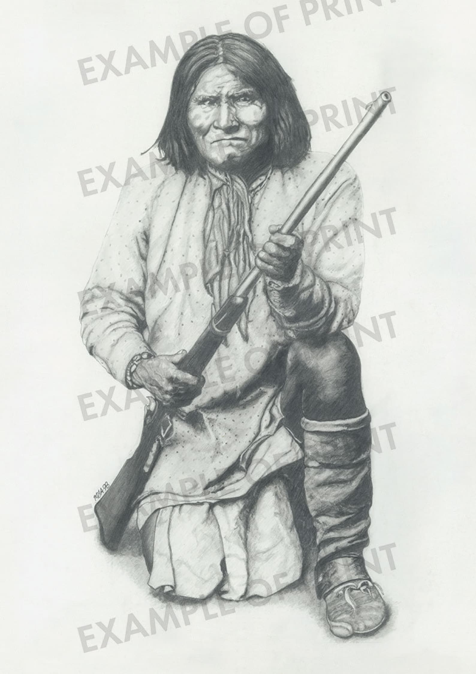 Hand-drawn Geronimo Pencil Drawing Portrait A3 11.69 X | Etsy