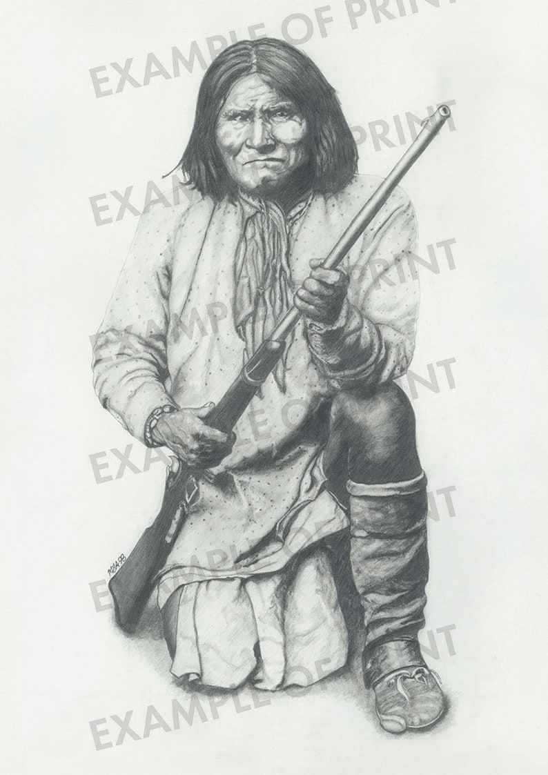Hand-drawn Geronimo Pencil Drawing Portrait A3 11.69 X | Etsy