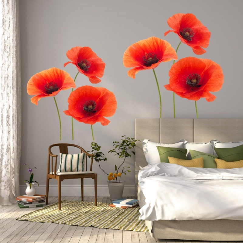 Poppy Flower Wall Decal - Etsy