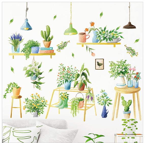 Green Plant Wall Sticker Full of Nature All Kinds of Green - Etsy