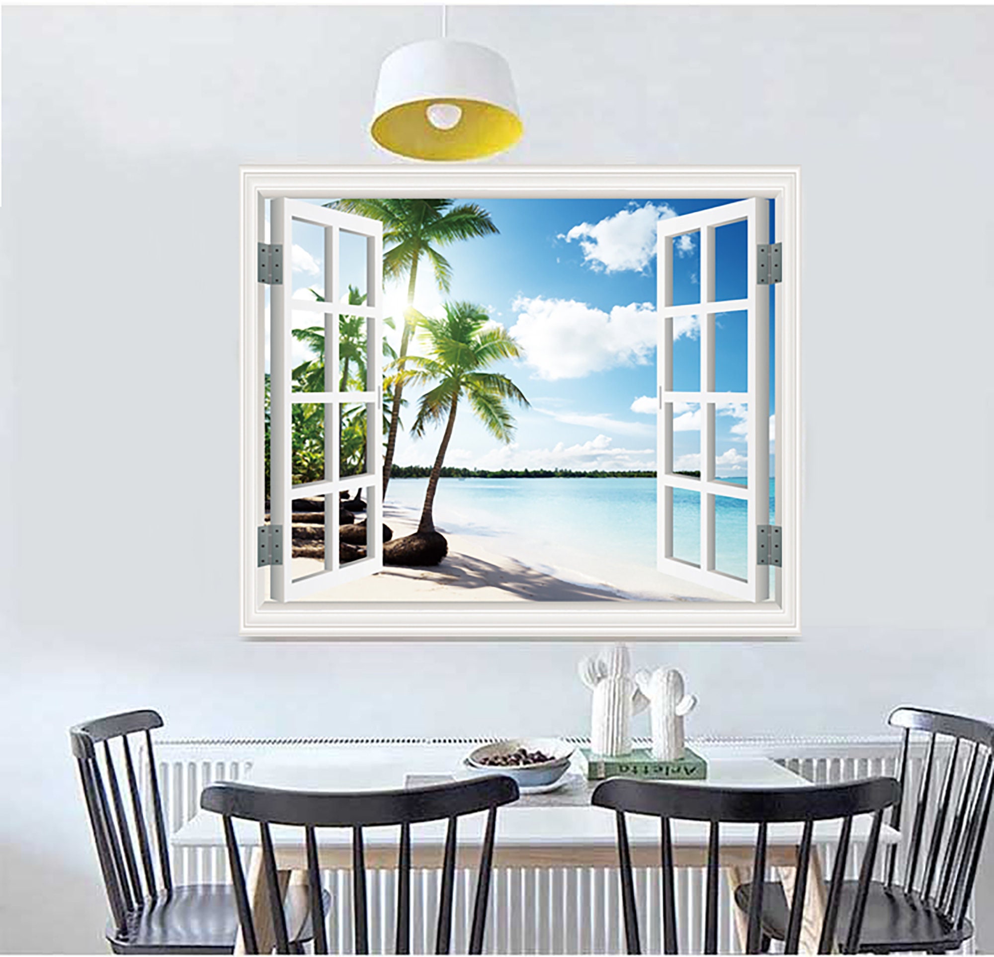 3D Window Wall Sticker Sea Beach Wall Decal Home Decoration - Etsy