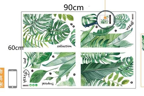 Fresh Banana Leaf and Plants Wall Stickers Sitting Room Bedroom Dining ...