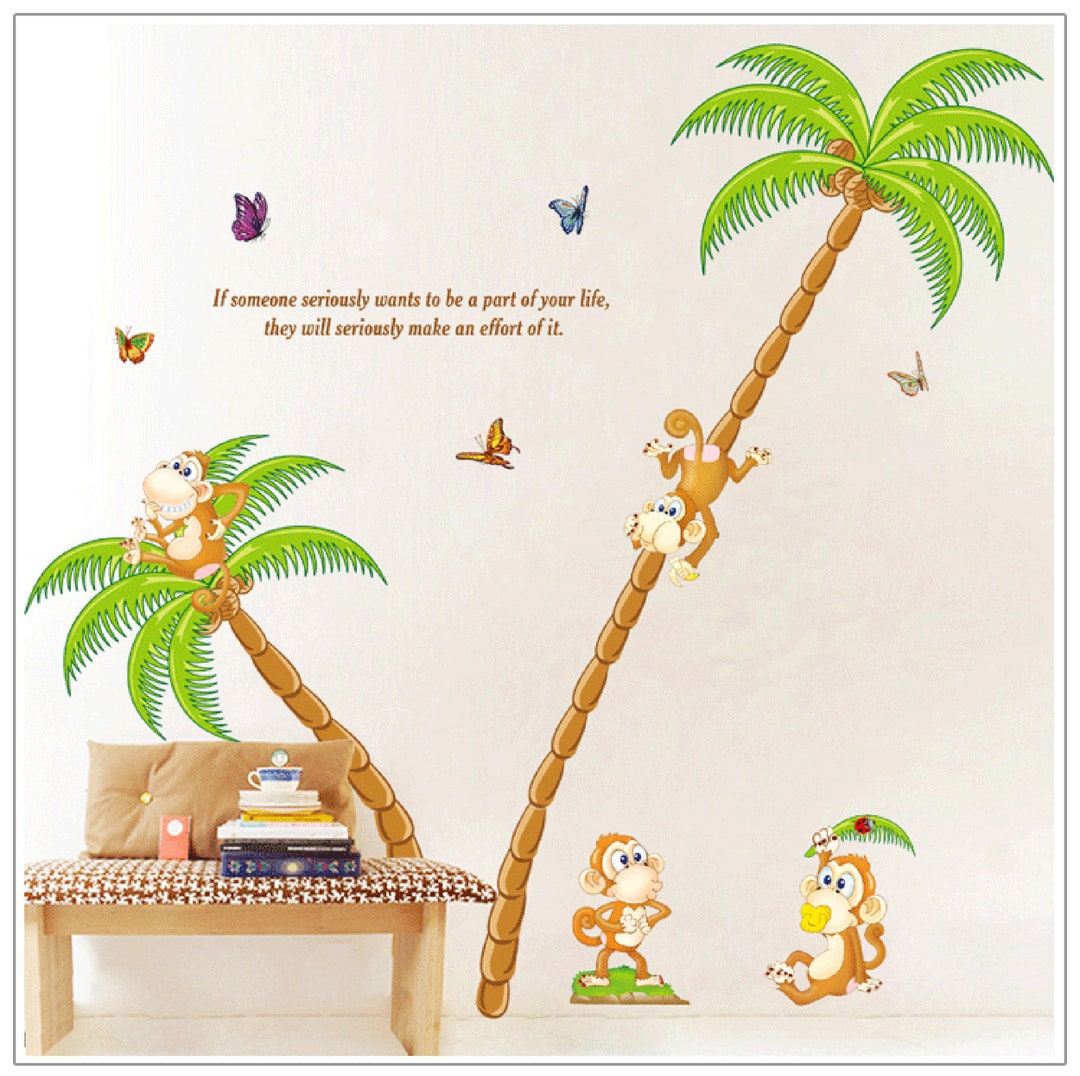 Cartoon Cute Monkey Wall Sticker Bedroom Children Room Decoration ...