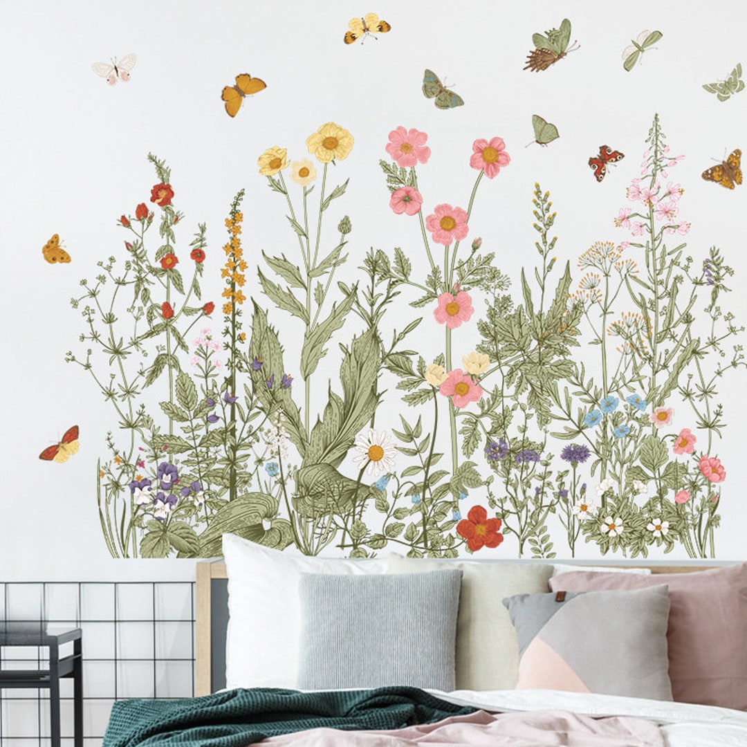 Fresh Spring Plants and Flowers Garden Wall Sticker Wall Decal Home ...