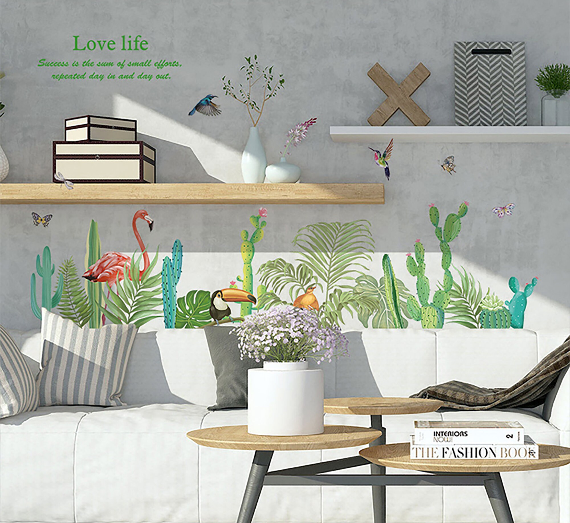Tropical Green Plant Leaf Wall Sticker Home Wall Decoration Decals Etsy